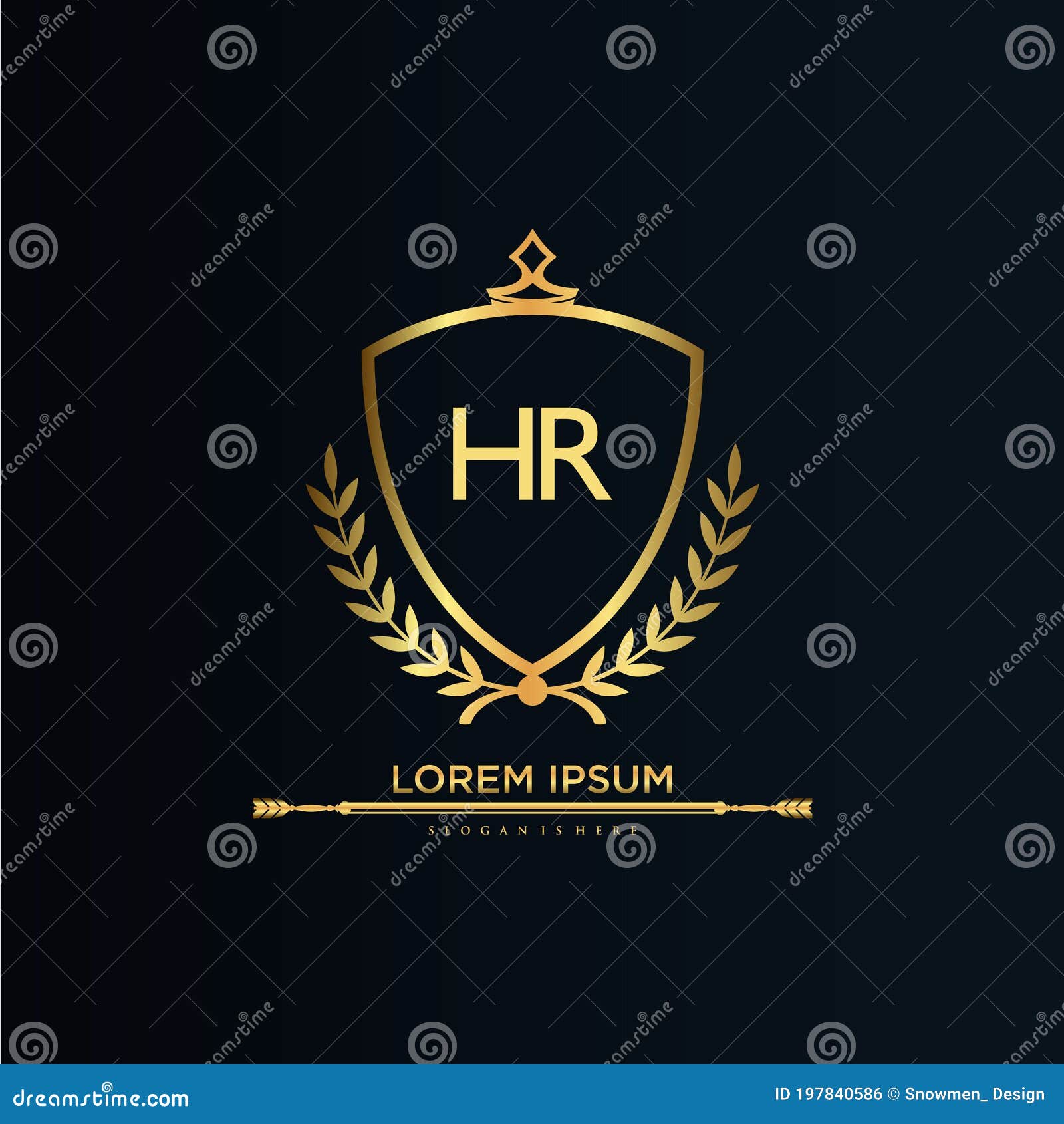 HR Letter Initial with Royal Template.elegant with Crown Logo Vector ...