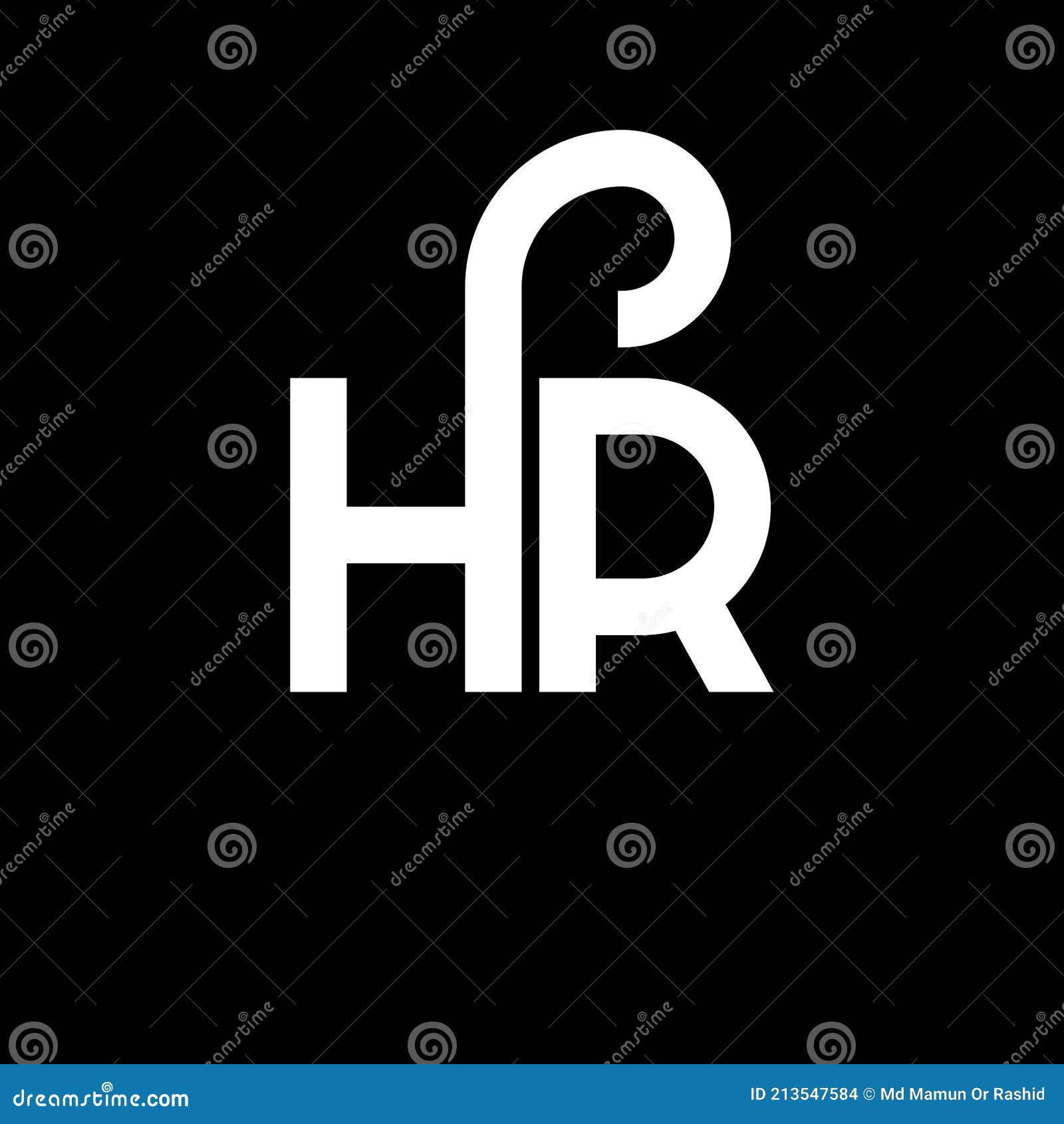 HR Letter Logo Design on Black Background. HR Creative Initials Letter ...