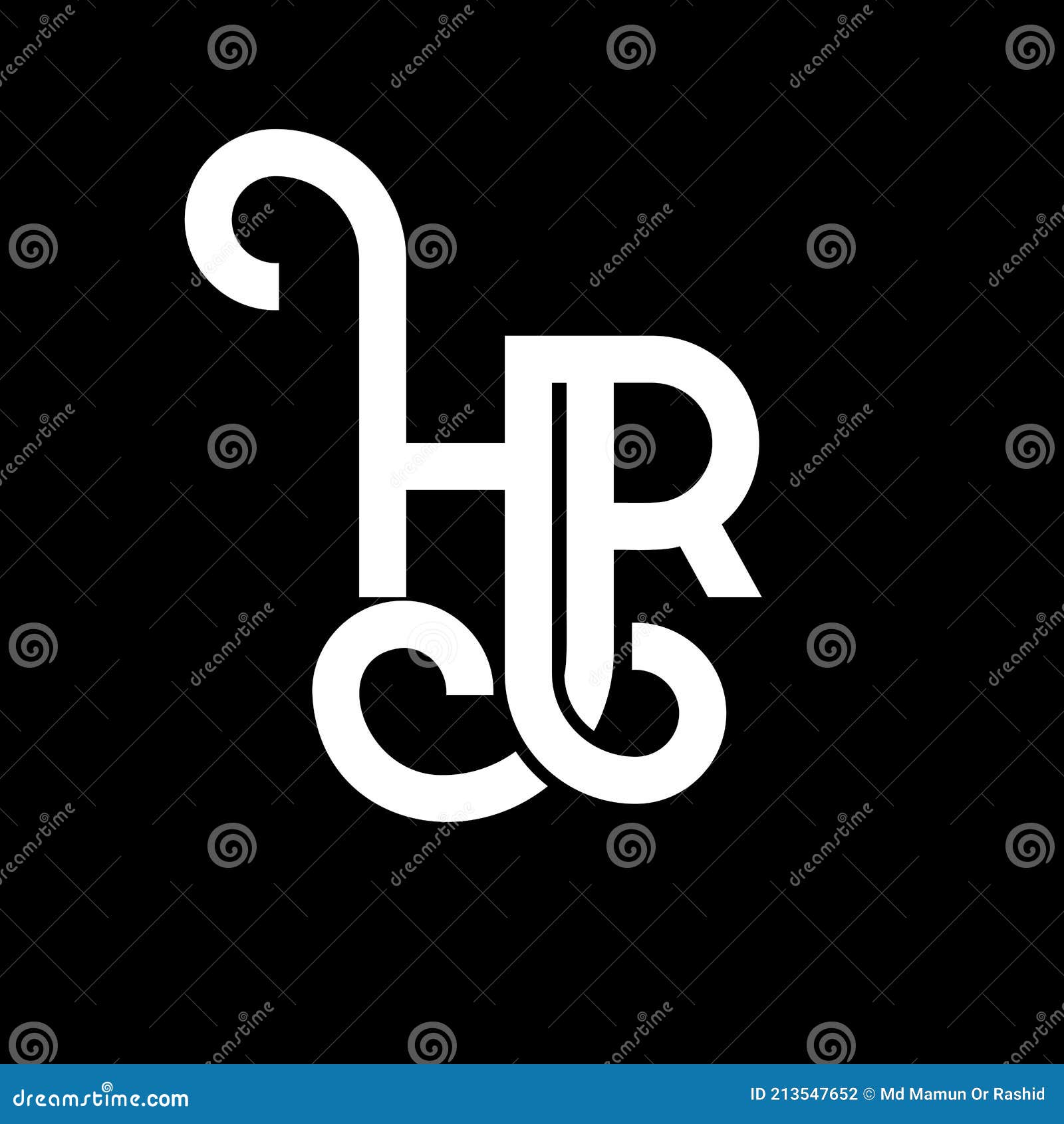 HR Letter Logo Design on Black Background. HR Creative Initials Letter ...