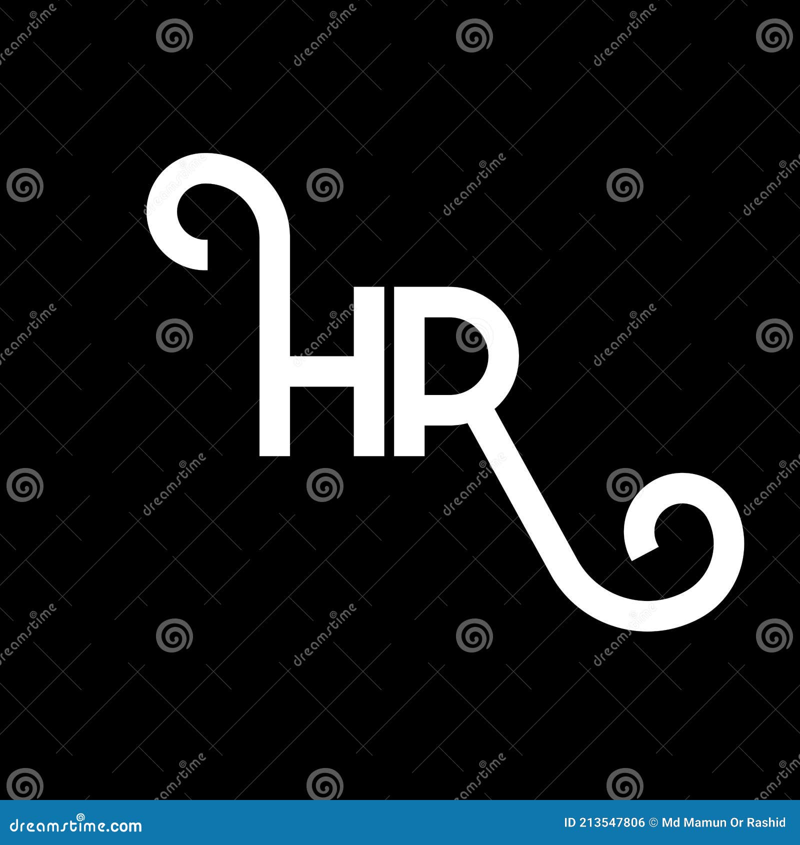 HR Letter Logo Design on Black Background. HR Creative Initials Letter ...