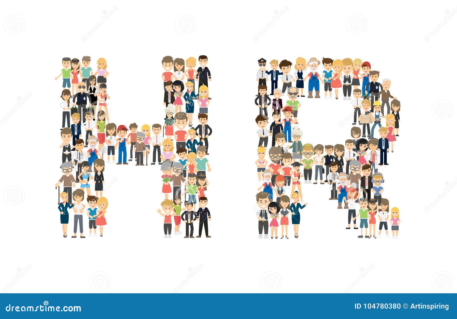 HR letters from crowd. stock vector. Illustration of people - 104780380
