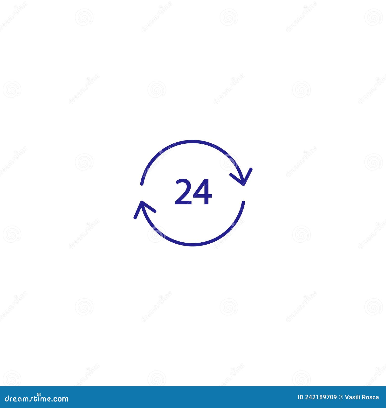 24 Hr always Line Icon. 24h Service Timer Stock Vector - Illustration ...