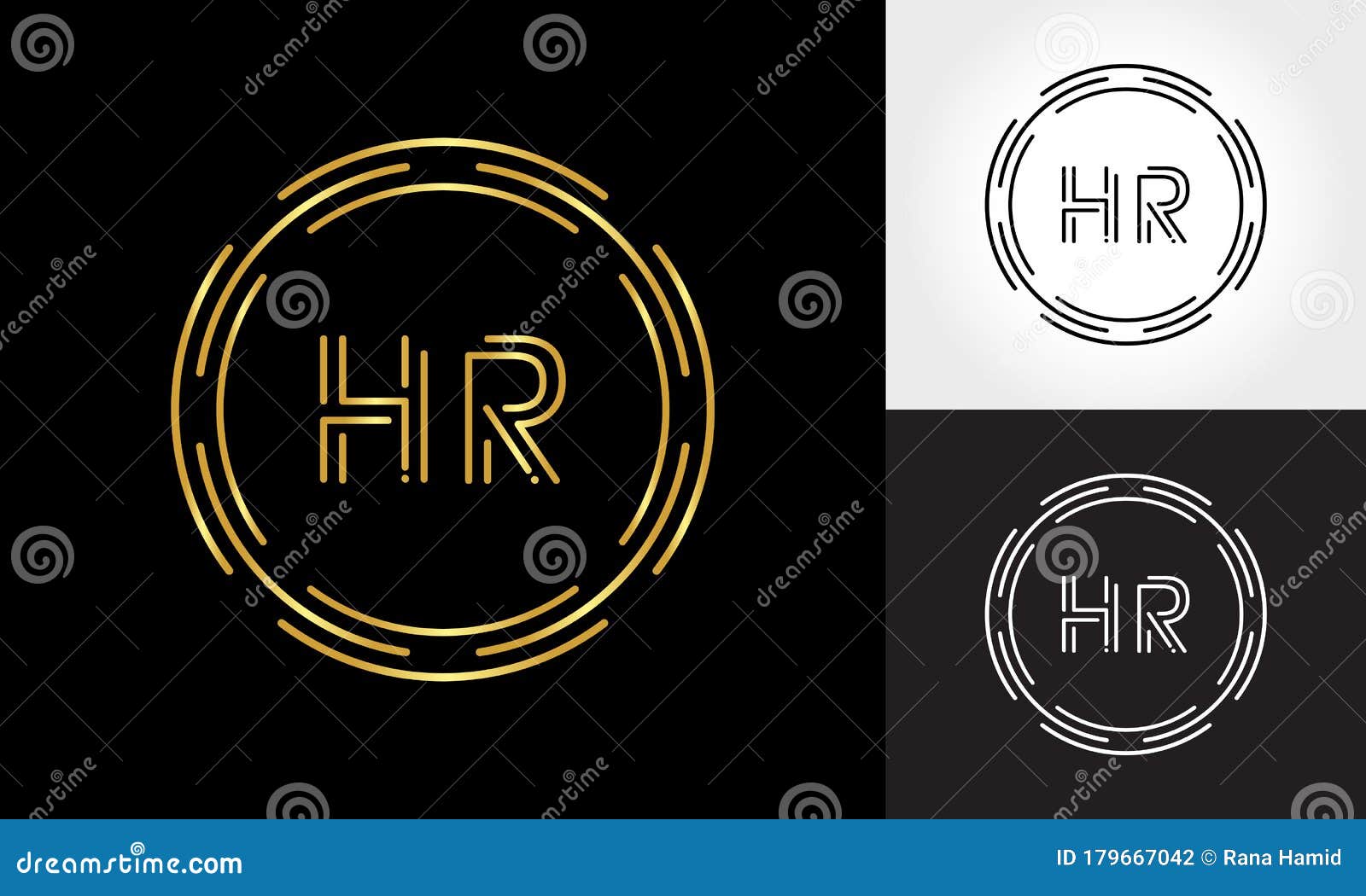 HR Logo Design Vector Template. Initial Circle Letter HR Vector ...
