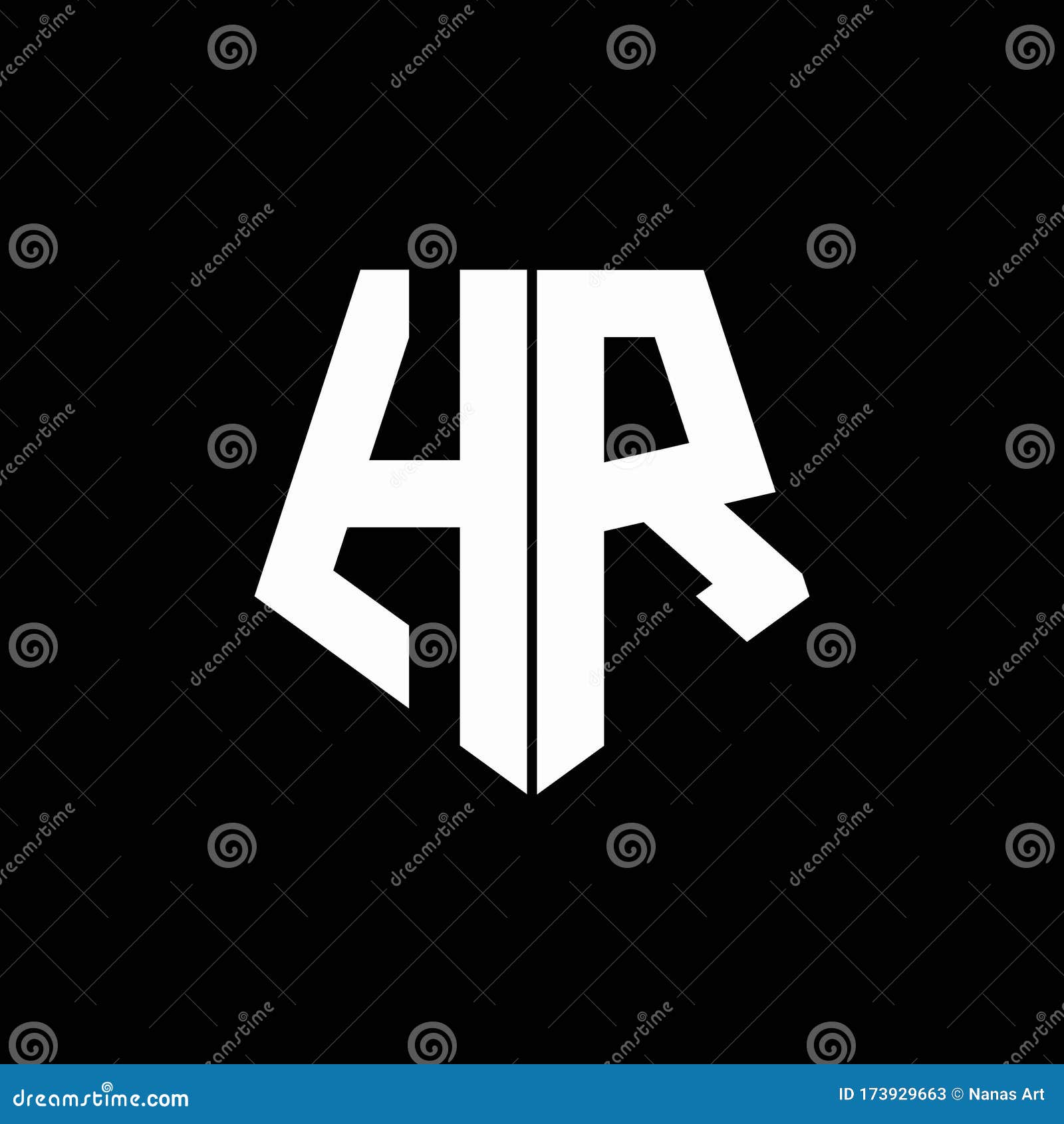 HR Logo Monogram with Pentagon Shape Style Design Template Stock Vector ...