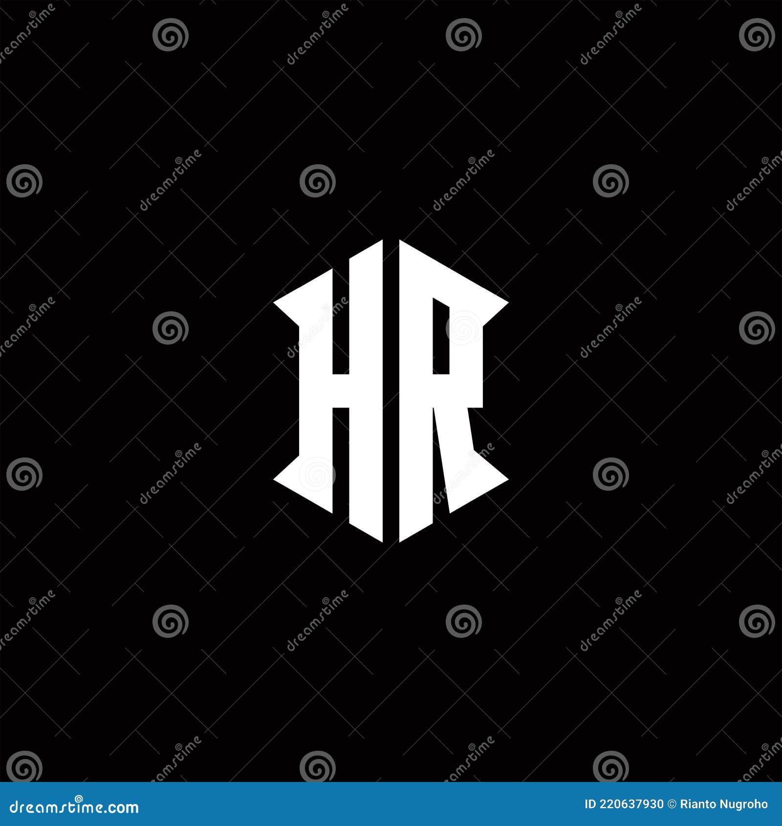 HR Logo Monogram with Shield Shape Designs Template Stock Vector ...