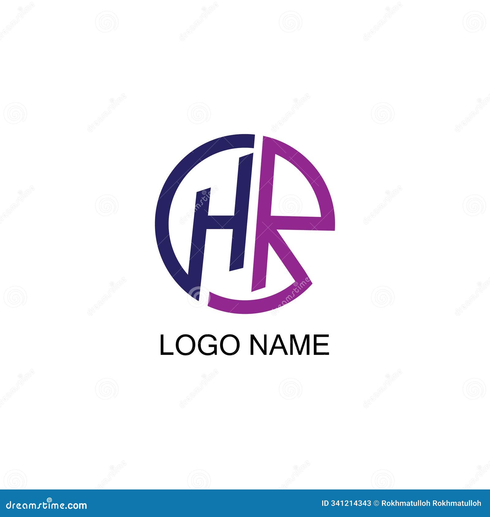 HR Logo Template Circle Line Design Color Illustration Vector Stock ...