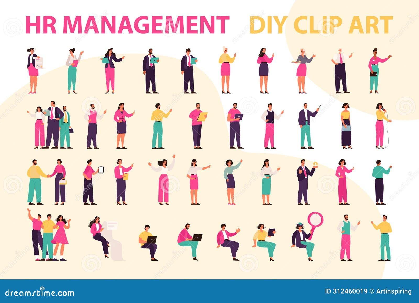 HR Management Set. Vector Illustration. Stock Vector - Illustration of ...