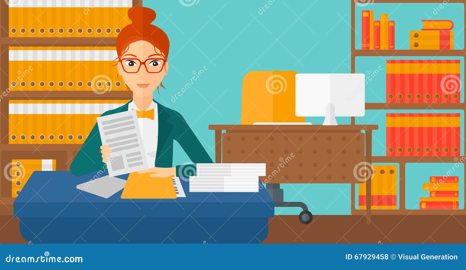 HR Manager Checking Files Vector Illustration. | CartoonDealer.com ...