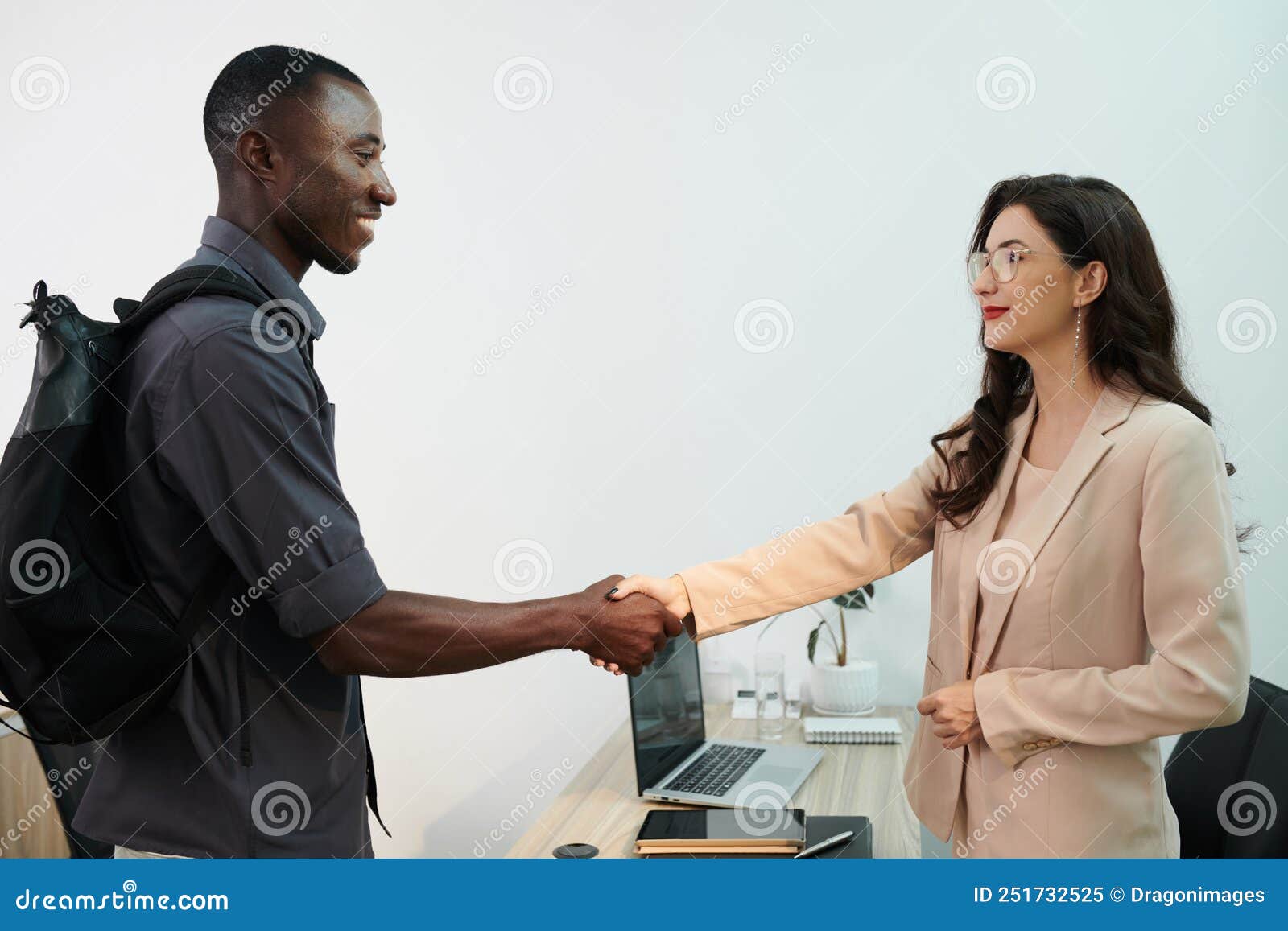 HR Manager Greeting Candidate Stock Image - Image of personnel, diverse ...