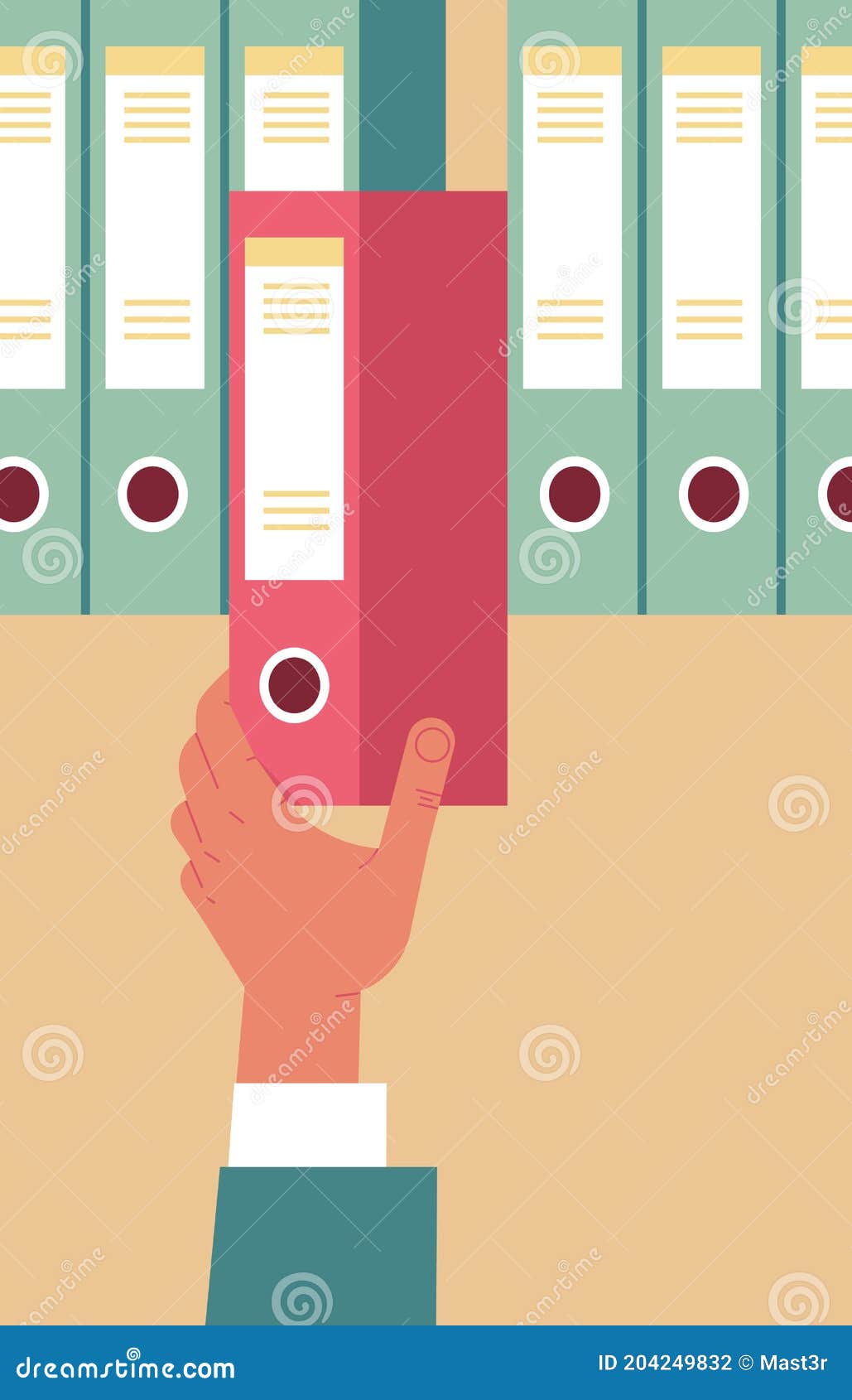 Hr Manager Hand Office Pulling Out Red Folder in Archive Recruitment ...