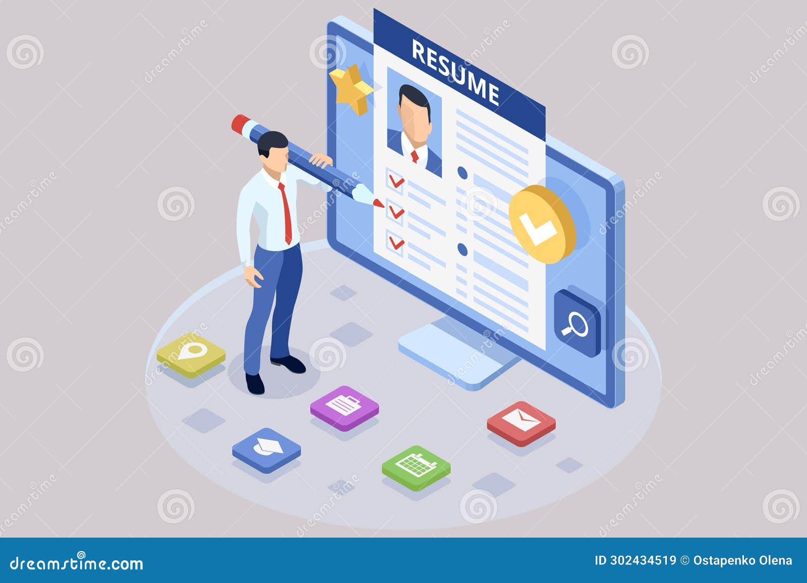 Hr Manager. Isometric Resume, CV and Job Application. Applicant ...