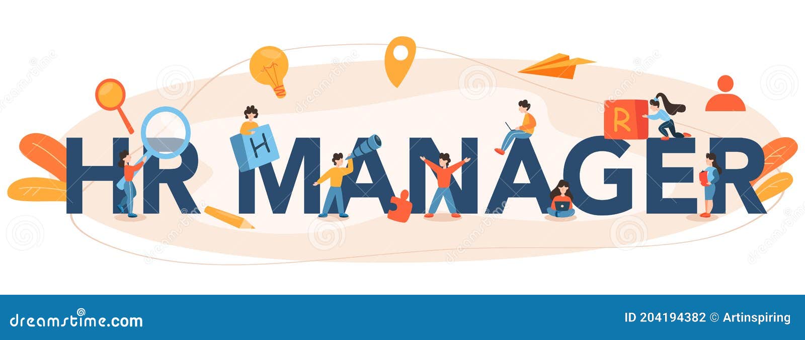 HR Manager Typographic Header. Idea of Recruitment and Job Stock Vector ...