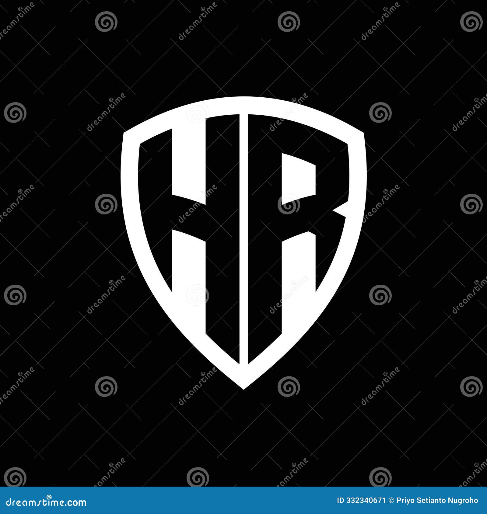 HR Monogram Logo with Bold Letters Shield Shape with Black and White ...
