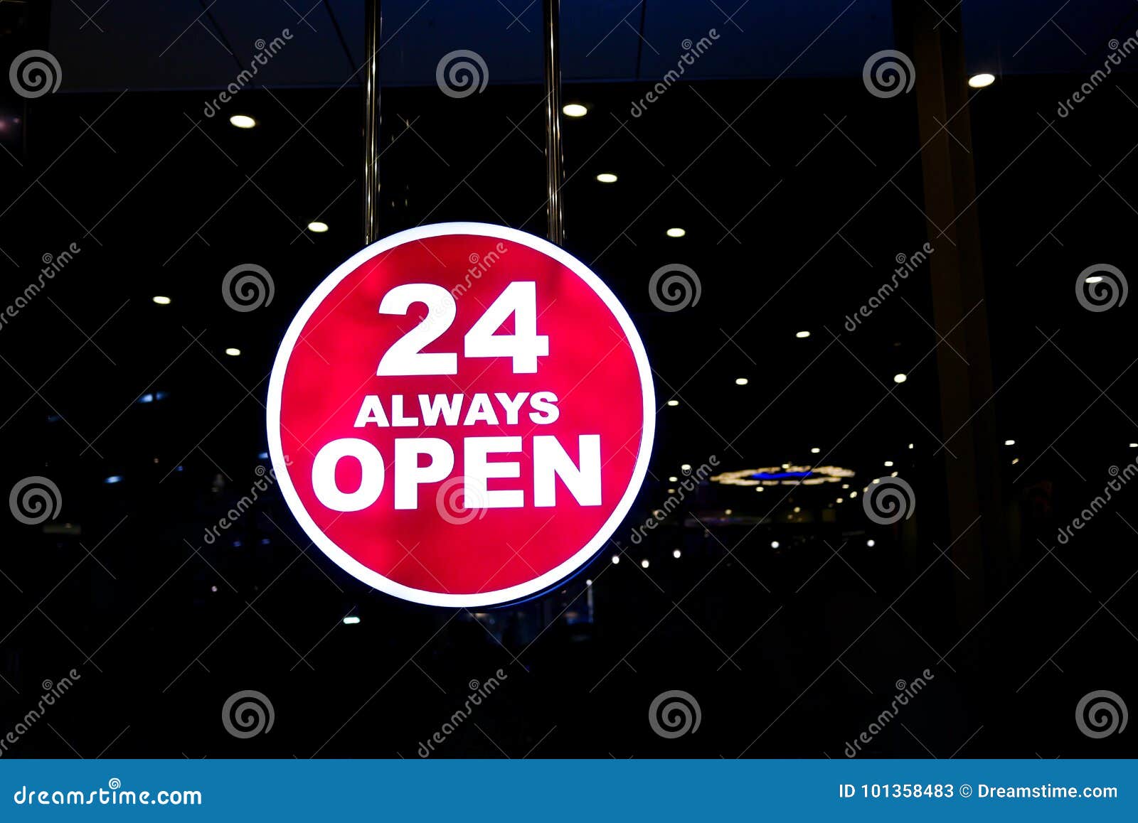 Always 24 hr. open sign stock image. Image of background - 101358483