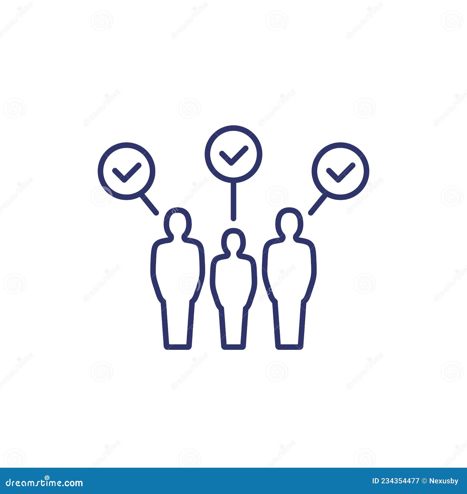 HR, People with Check Marks Line Icon on White Stock Vector ...