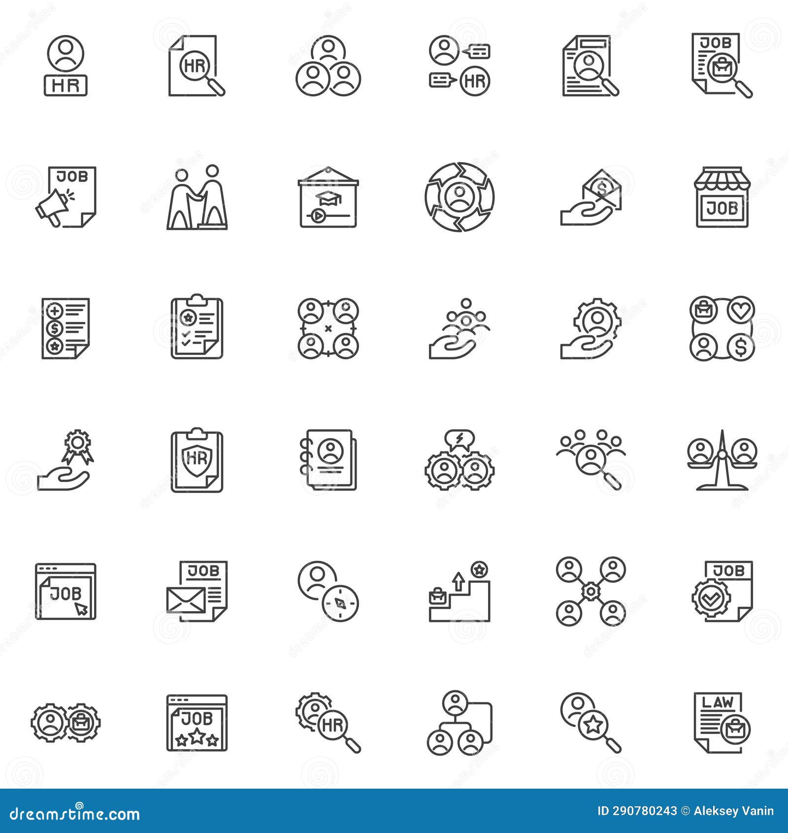 HR process line icons set stock vector. Illustration of hollow - 290780243