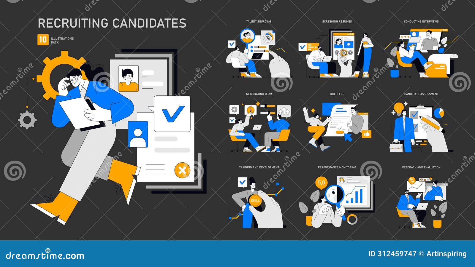 HR Process Set. Vector Illustration Stock Vector - Illustration of ...