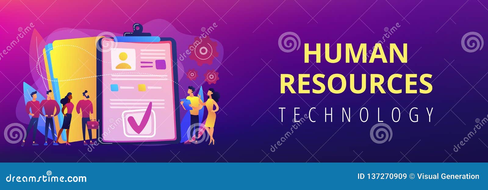 HR Software Concept Banner Header. Stock Vector - Illustration of neon ...