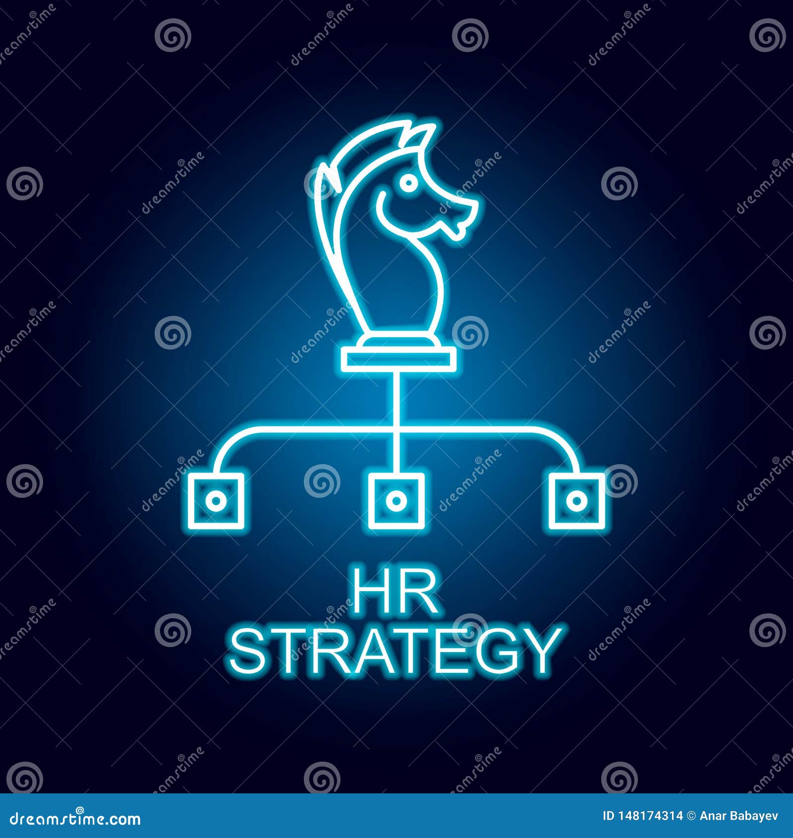HR Strategy Line Icon in Neon Style. Element of Human Resources Icon ...