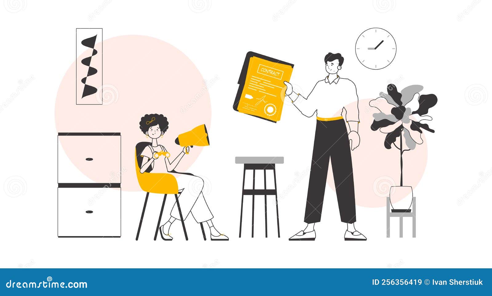 HR Team. the Concept of Finding Employees for Work. Minimalistic Linear ...