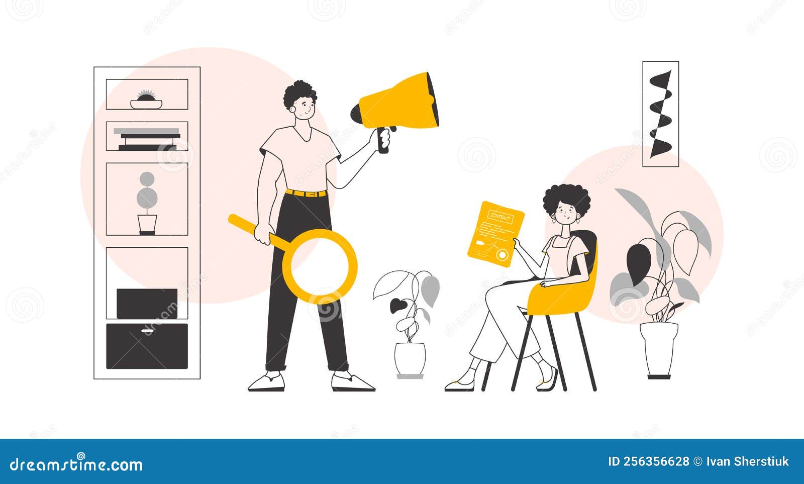 HR Team. Linear Trendy Style. Vector Illustration. Stock Vector ...