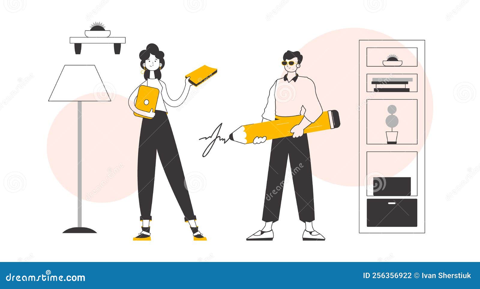 HR Team. Lineart Minimalistic Style. Vector Illustration. Stock Vector ...