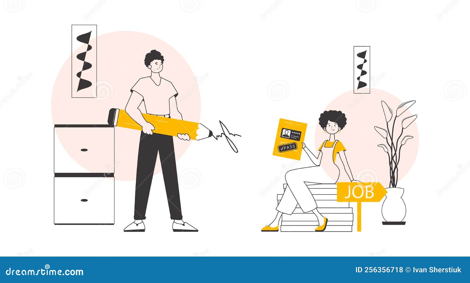 HR Team. Modern Linear Style. Vector. Stock Vector - Illustration of ...