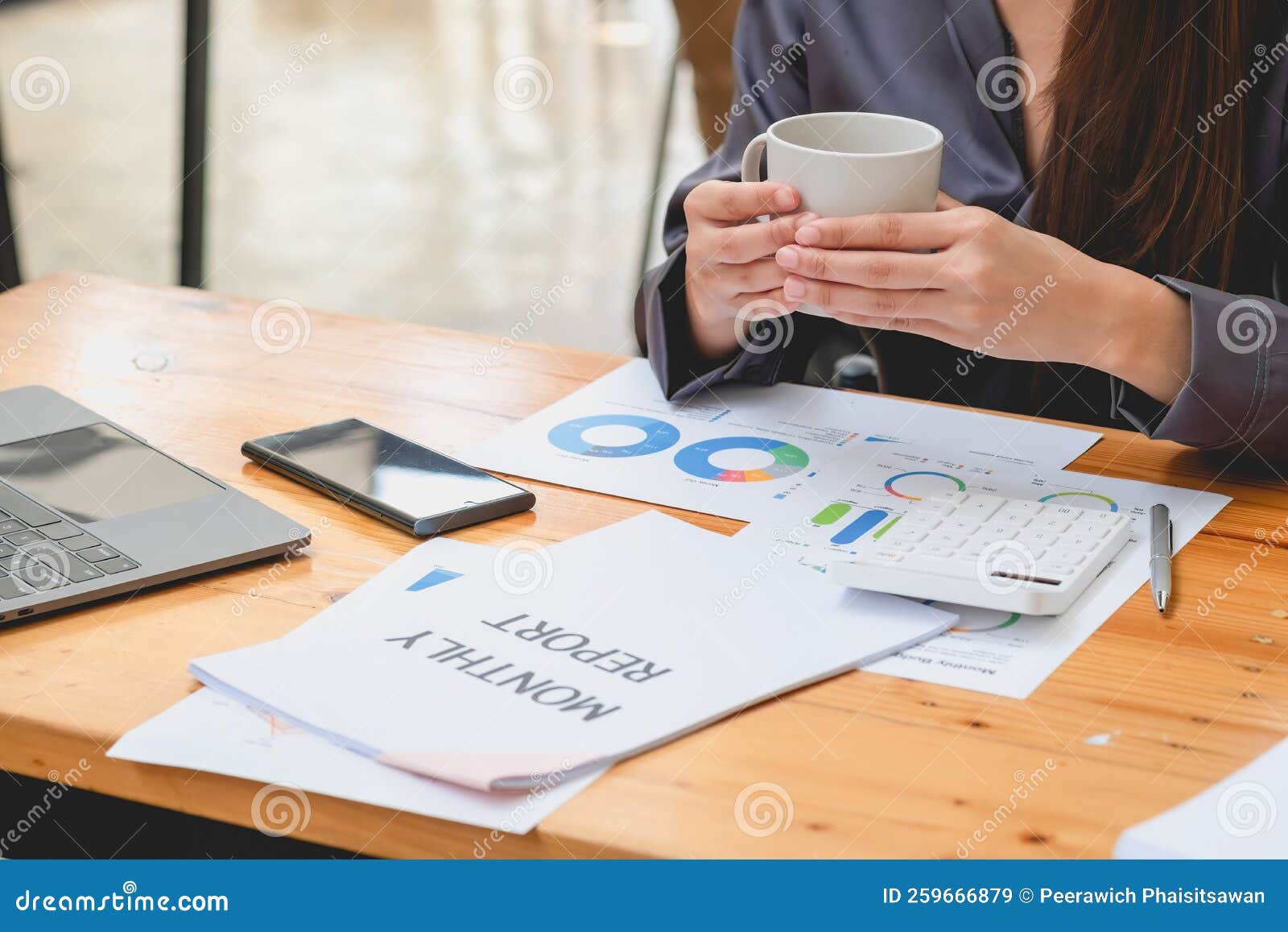 HR Workers Sit Back and Relax with Coffee on Their Desks with Their ...