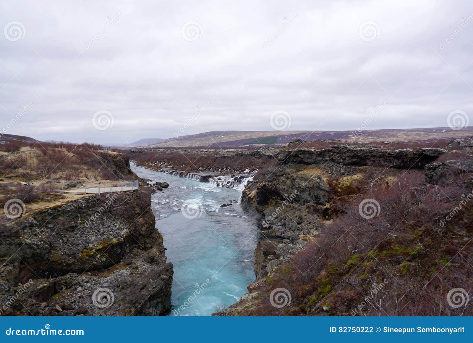 Hraunfossar & Barnafoss Waterfalls Stock Photo - Image of waterfall ...