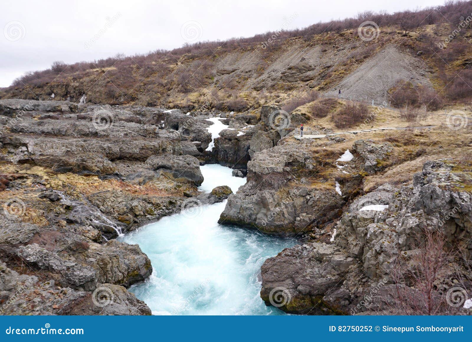 Hraunfossar & Barnafoss Waterfalls Stock Photo - Image of iceland ...