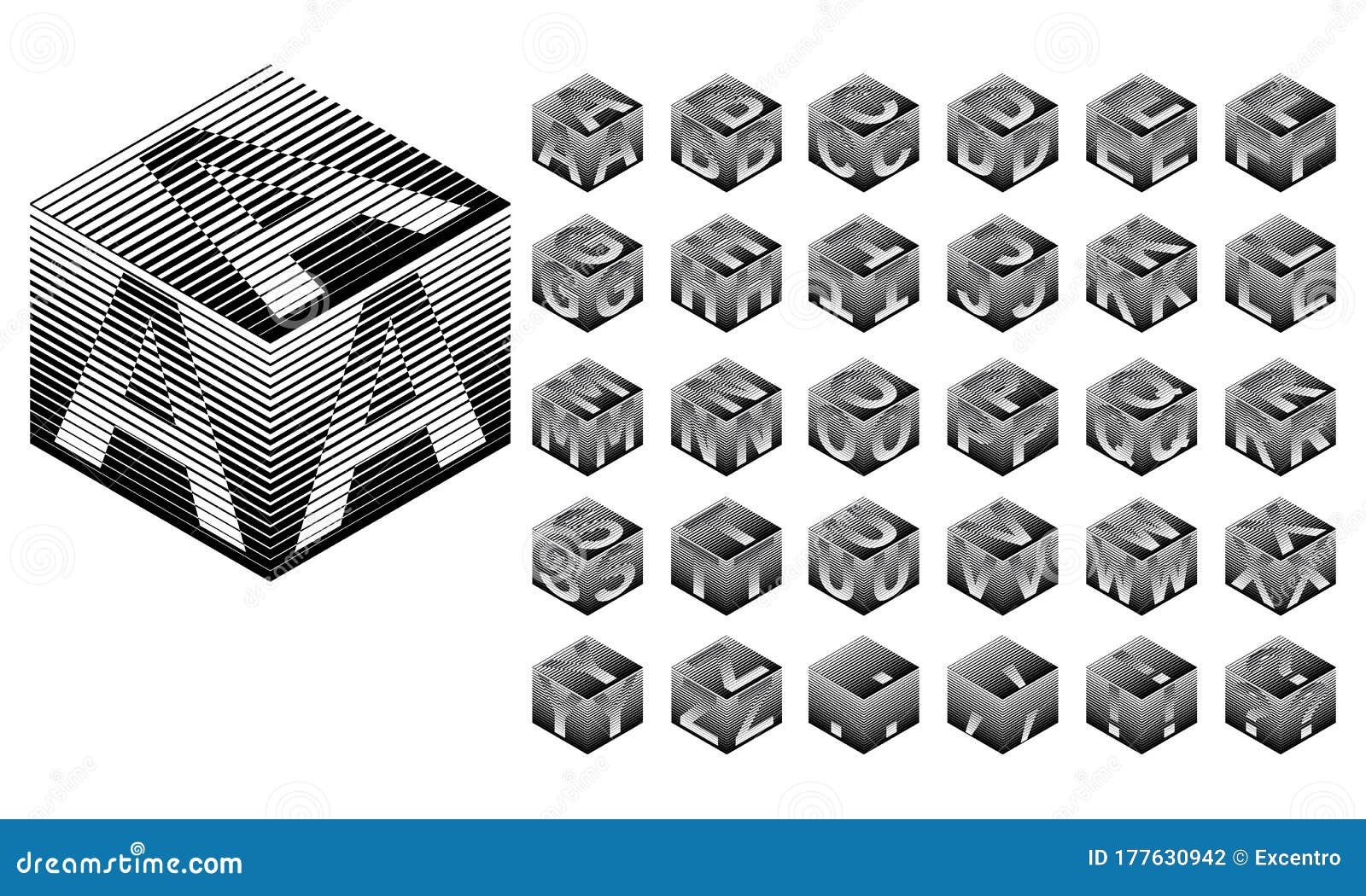 Isometric 3d font stock vector. Illustration of perspective - 177630942