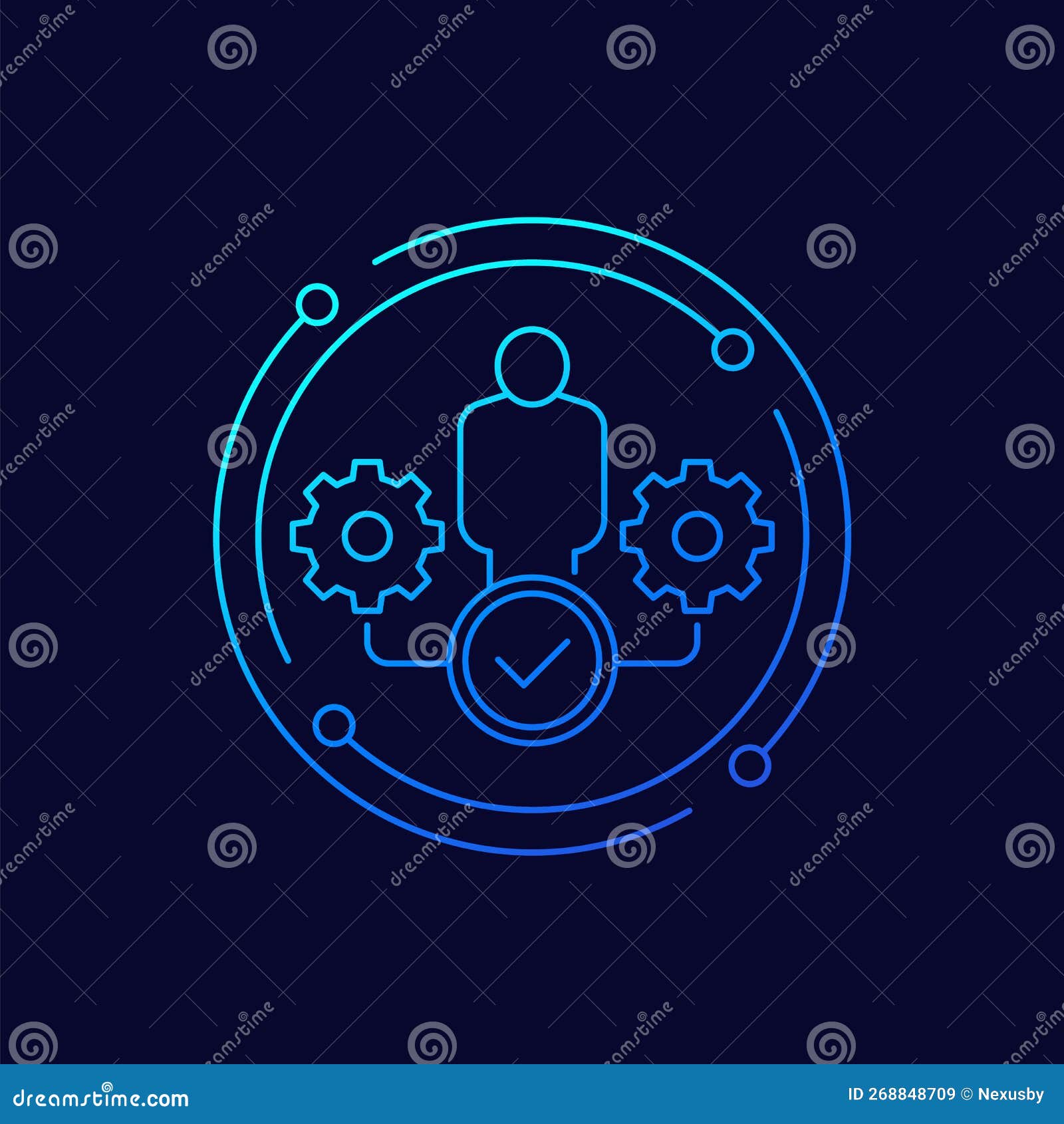 HRM, Human Resource Management Icon, Linear Design Stock Vector ...