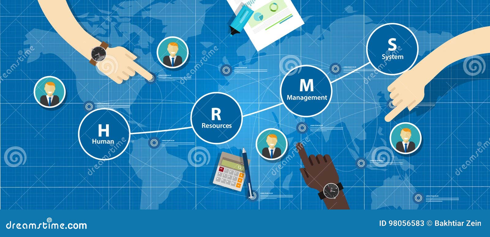 HRMS-Personalwesen-Management-System Vektor Abbildung - Illustration ...