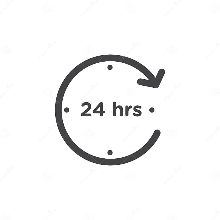 24 Hrs Icon Flat Simple Outline Set Stock Illustration - Illustration ...