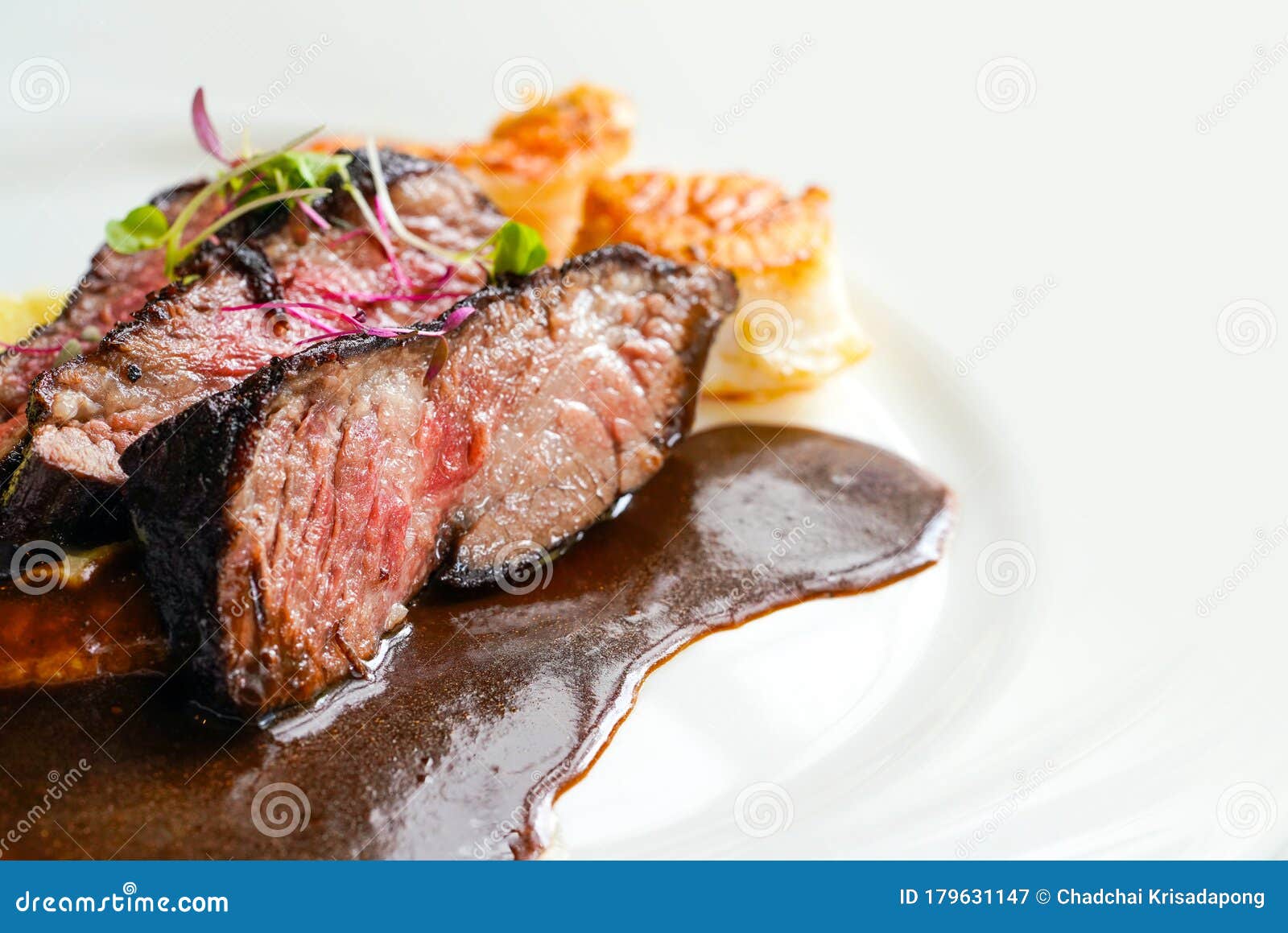 72hrs. Seared Beef Short Ribs Served on White Plate Stock Image - Image ...