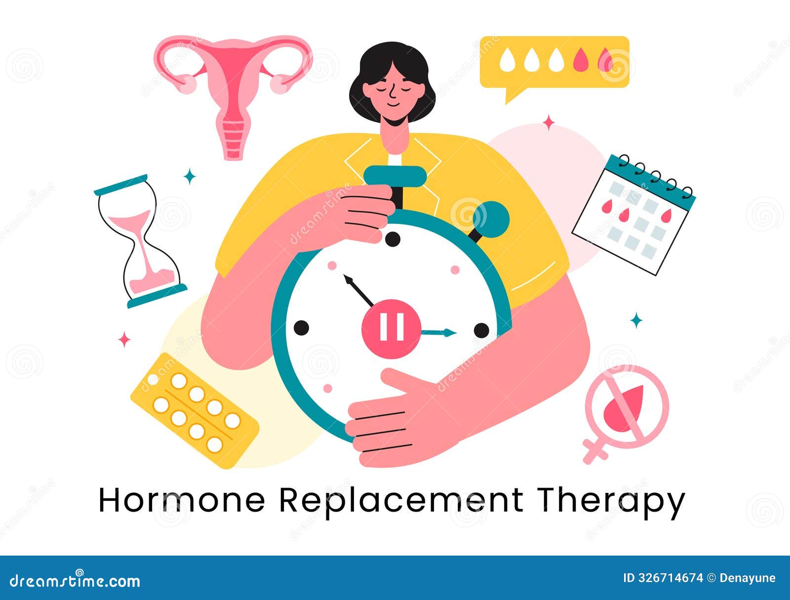 Hrt Or Hormone Replacement Therapy Acronym Vector Illustration With