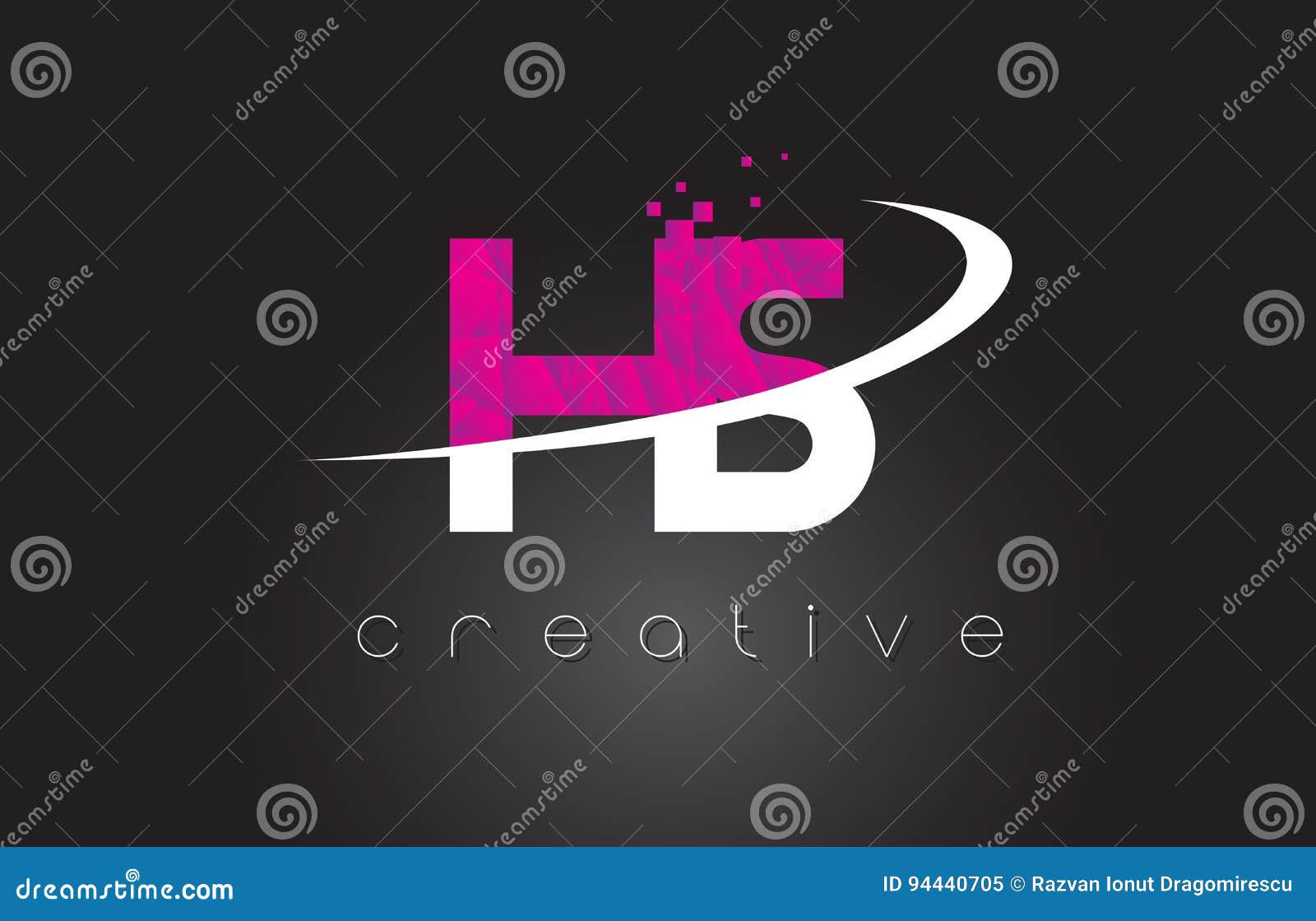 HS H S Creative Letters Design with White Pink Colors Stock Vector ...