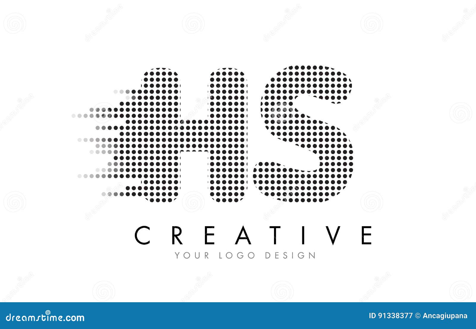 HS H S Letter Logo with Black Dots and Trails. Stock Vector ...
