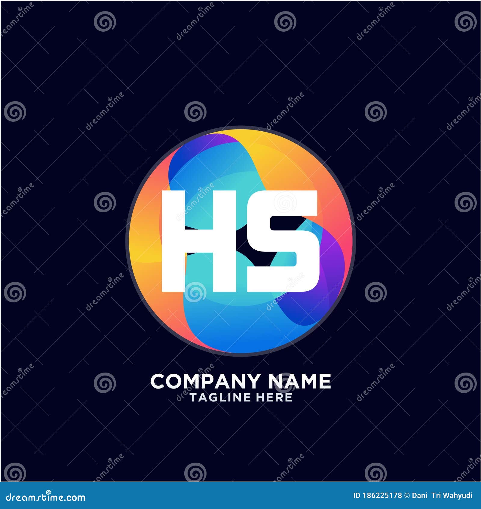 HS Initial Logo with Colorful Circle Template Vector Stock Vector ...