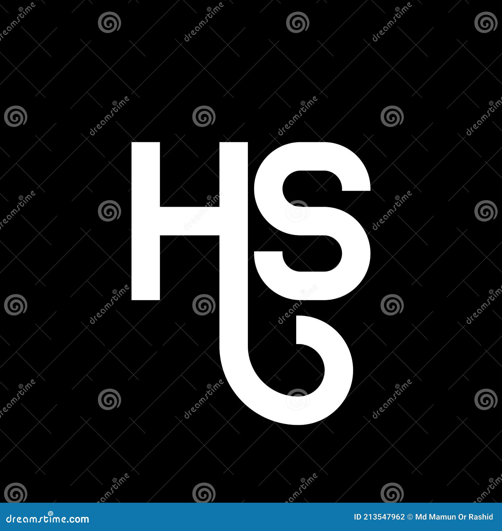 HS Letter Logo Design on Black Background. HS Creative Initials Letter ...