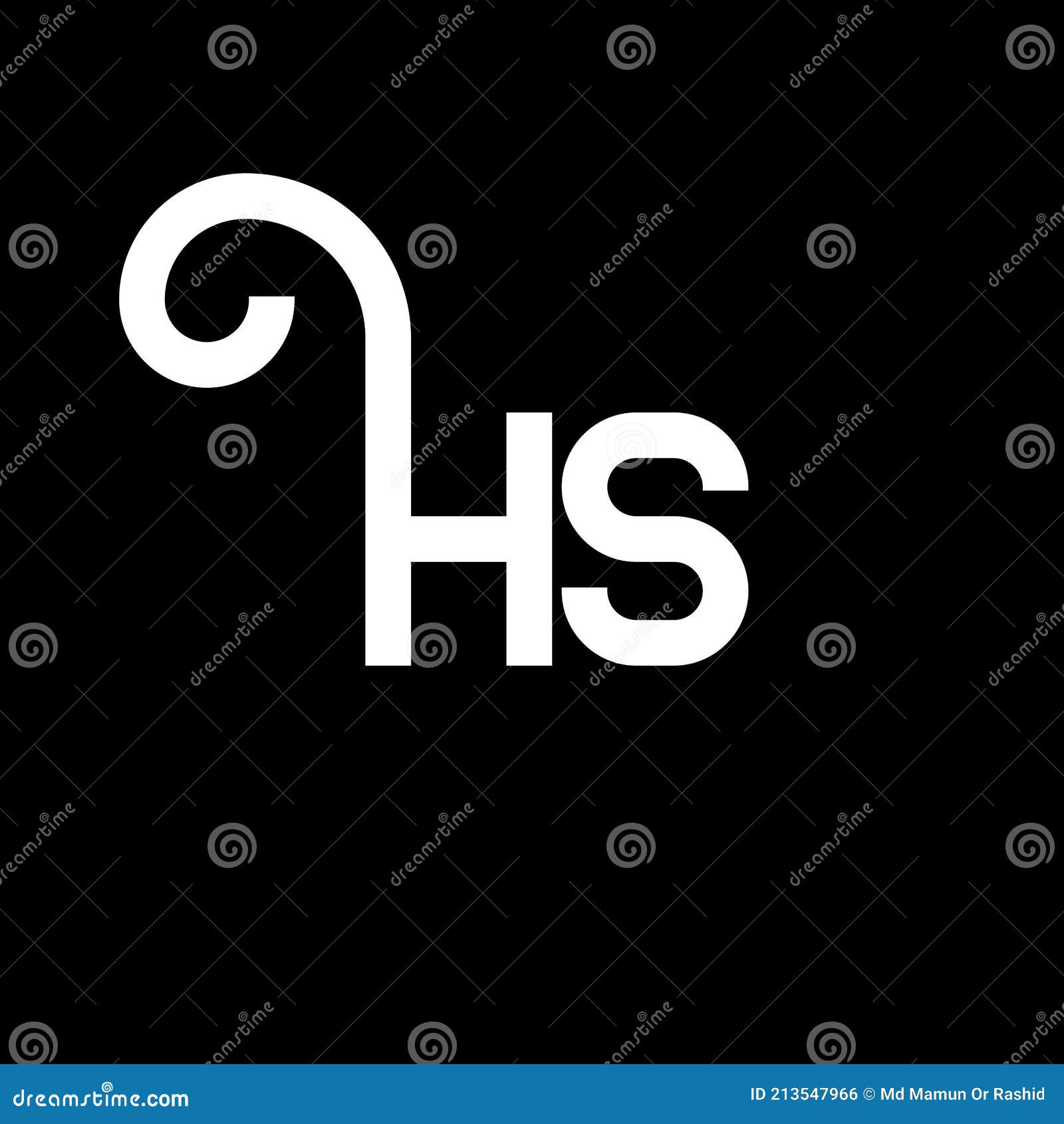 HS Letter Logo Design on Black Background. HS Creative Initials Letter ...
