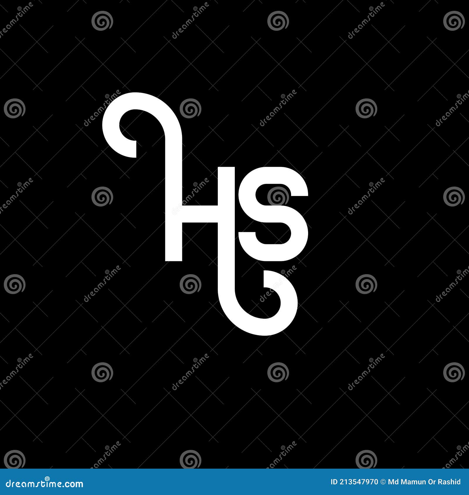 HS Letter Logo Design on Black Background. HS Creative Initials Letter ...