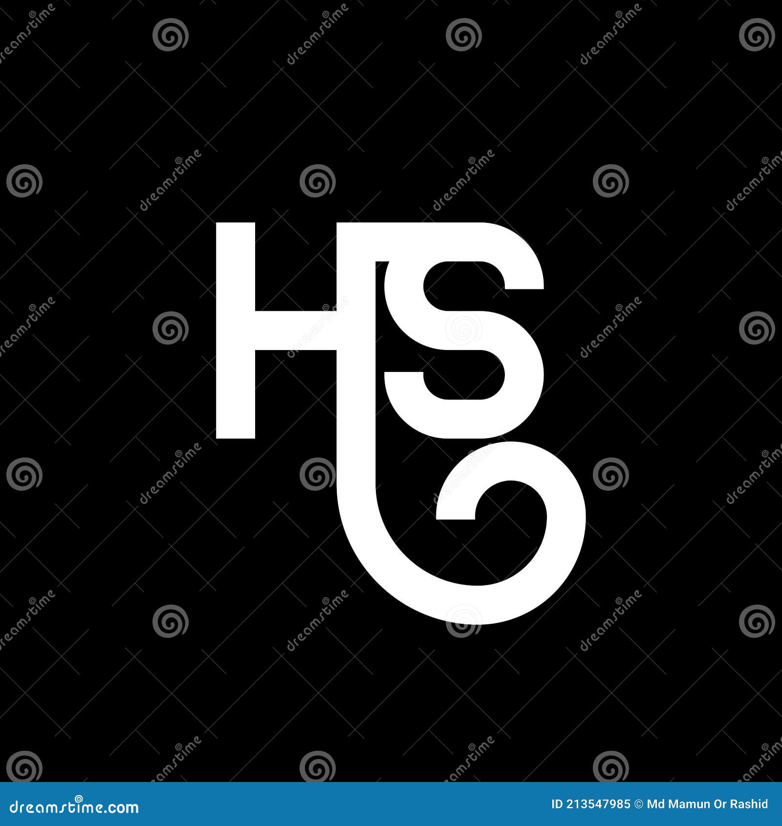 HS Letter Logo Design on Black Background. HS Creative Initials Letter ...
