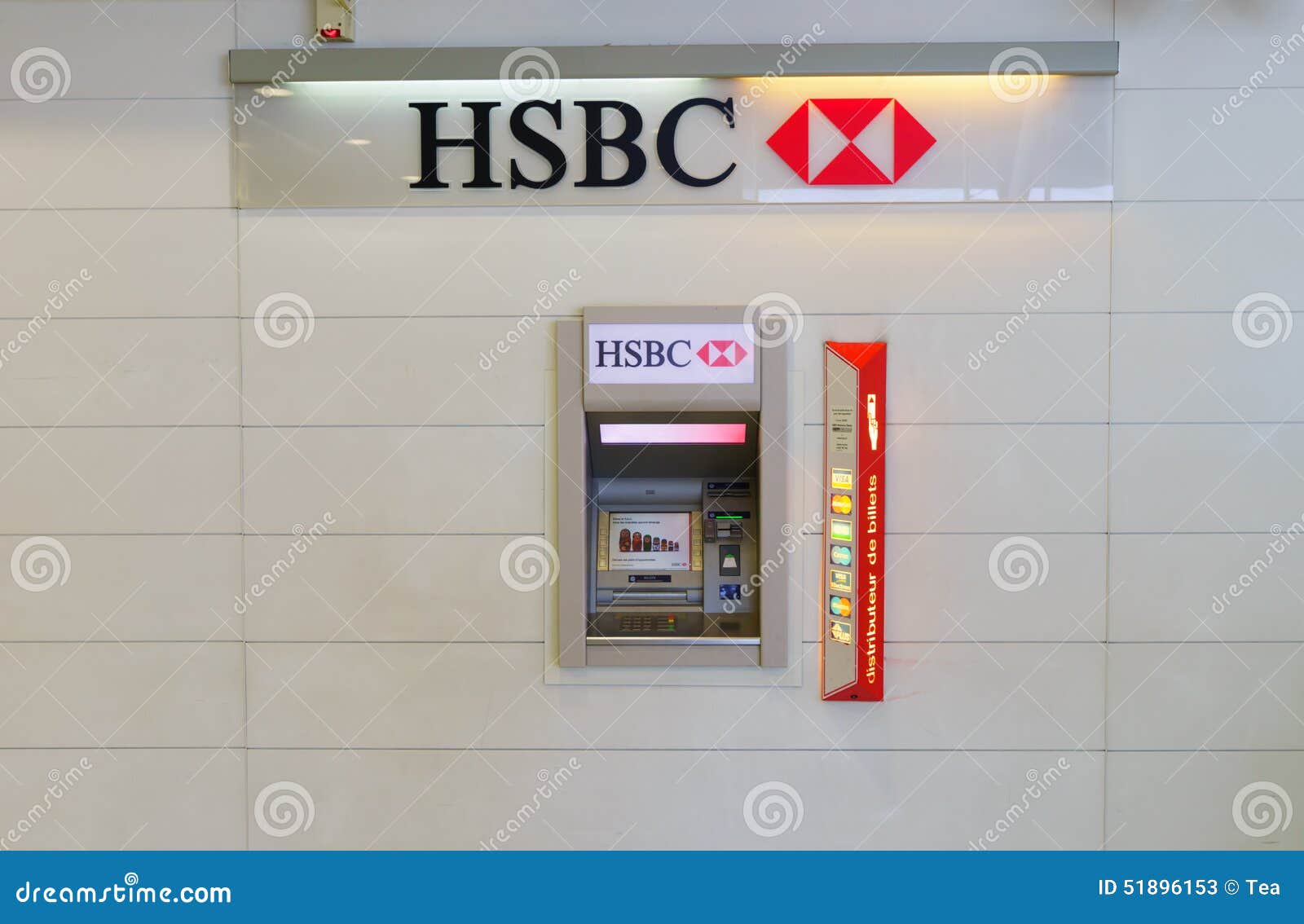 HSBC ATM redactionele stock foto. Image of handel, storting - 51896153