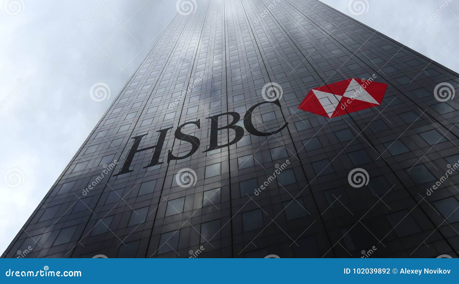 HSBC Logo on a Skyscraper Facade Reflecting Clouds. Editorial 3D ...