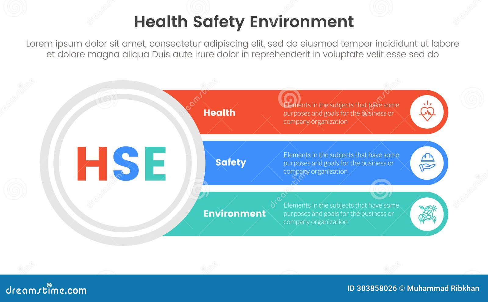 Hse Framework Infographic 3 Point Stage Template with Big Circle and ...