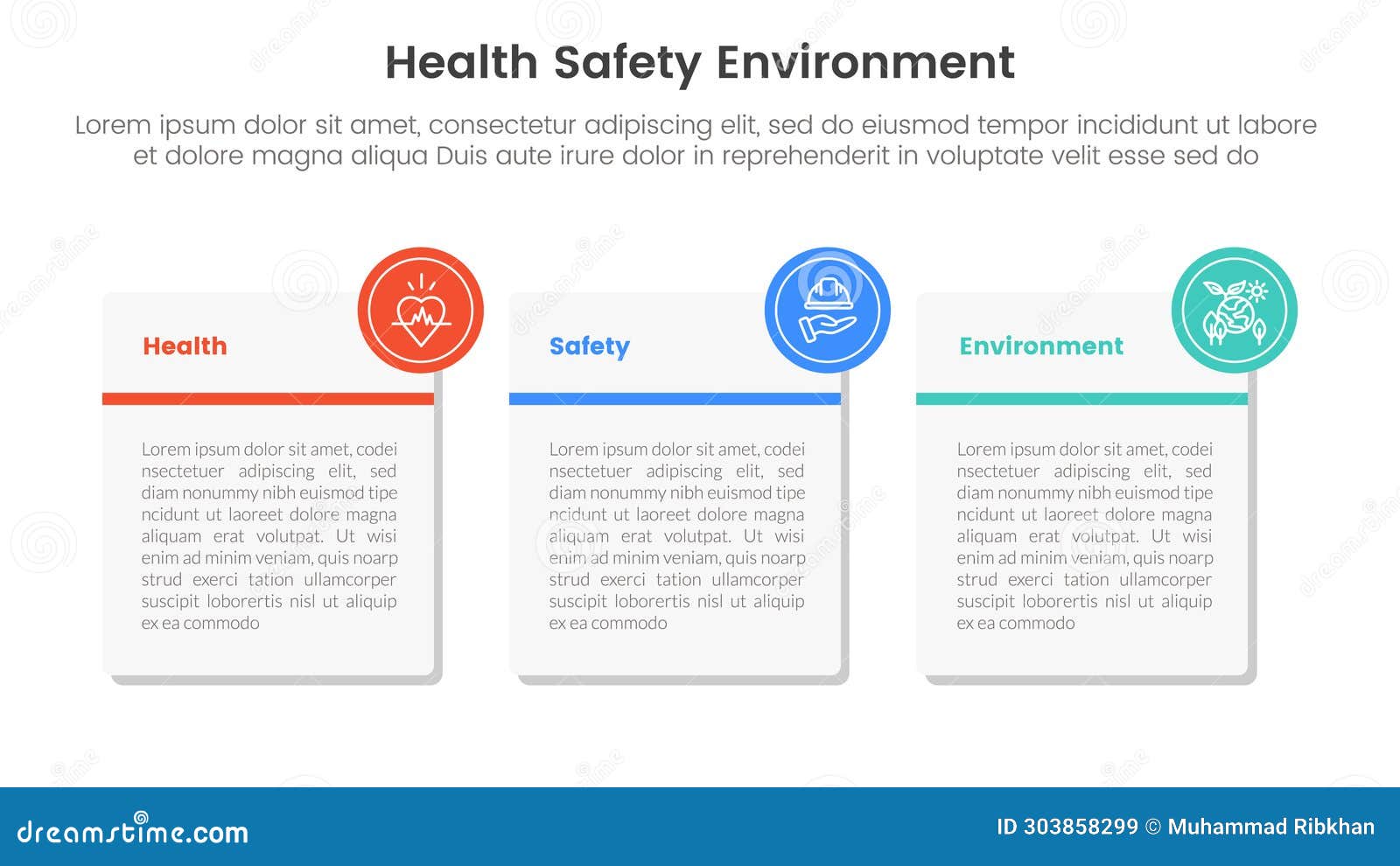 Hse Framework Infographic 3 Point Stage Template with Big Round Square ...