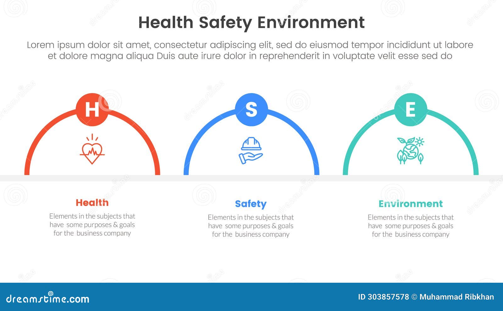 Hse Framework Infographic 3 Point Stage Template with Half Circle Shape ...