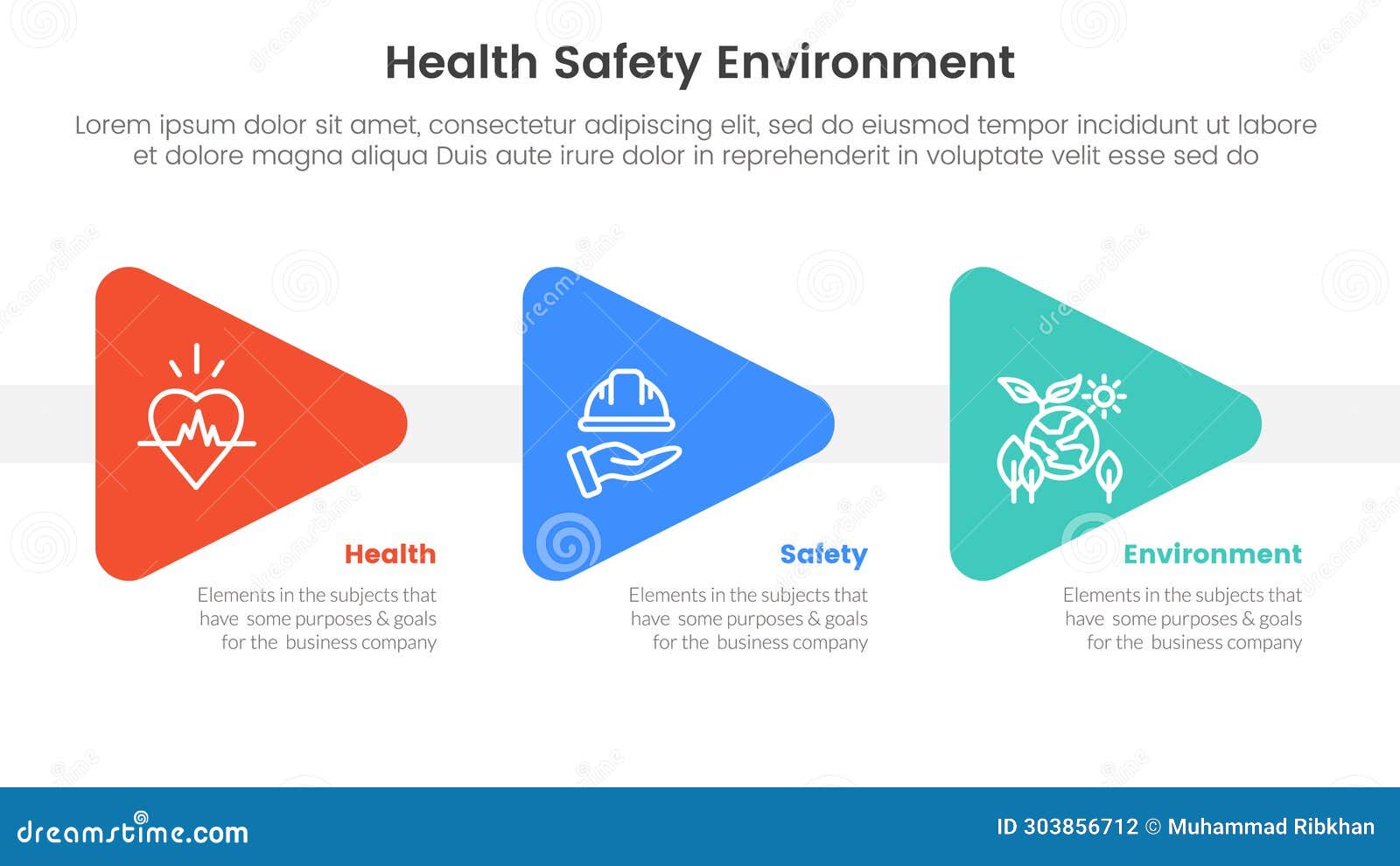 Hse Framework Infographic 3 Point Stage Template with Triangle Arrow ...
