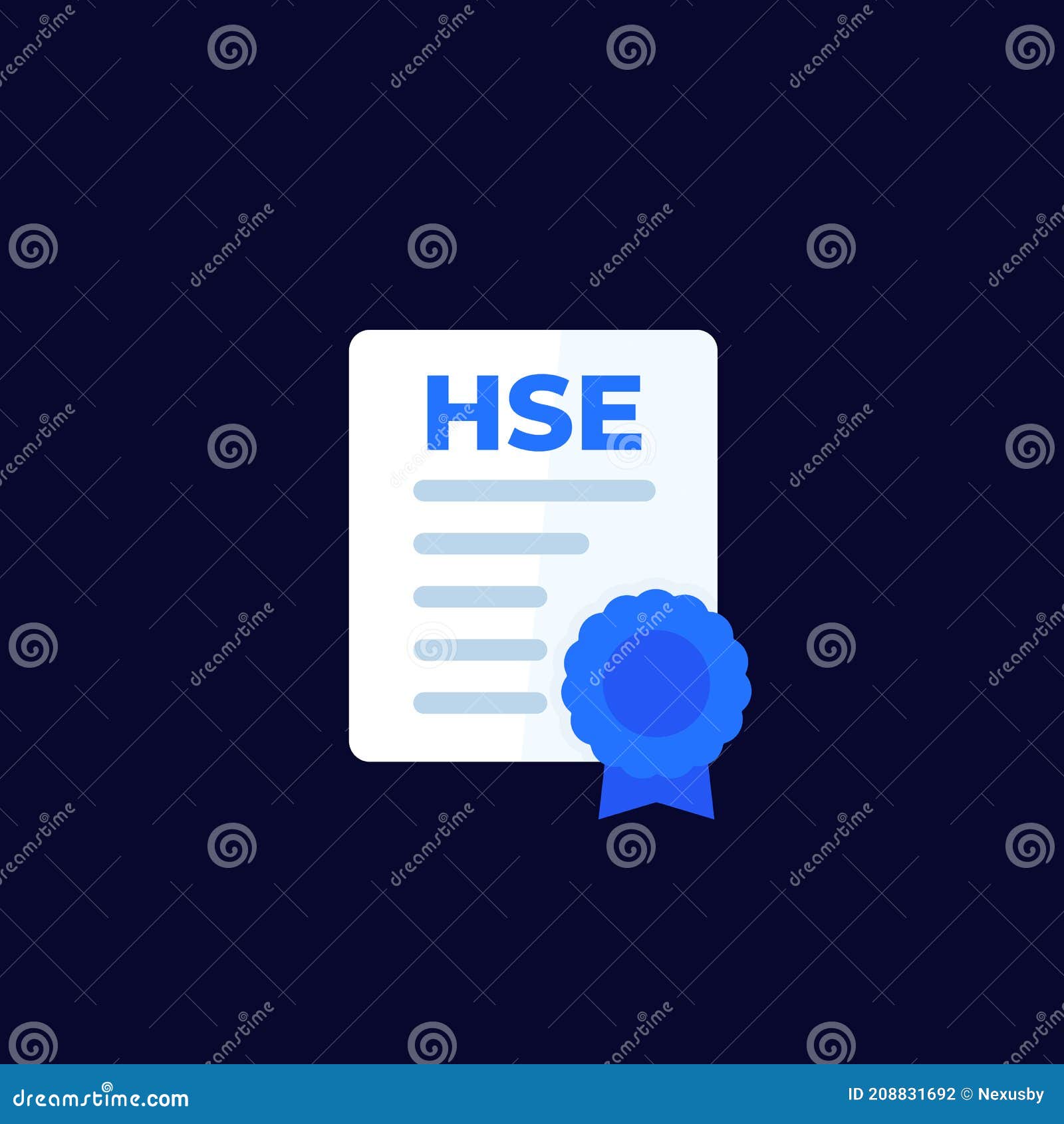 HSE Icon with Certificate, Vector Stock Vector - Illustration of safe ...